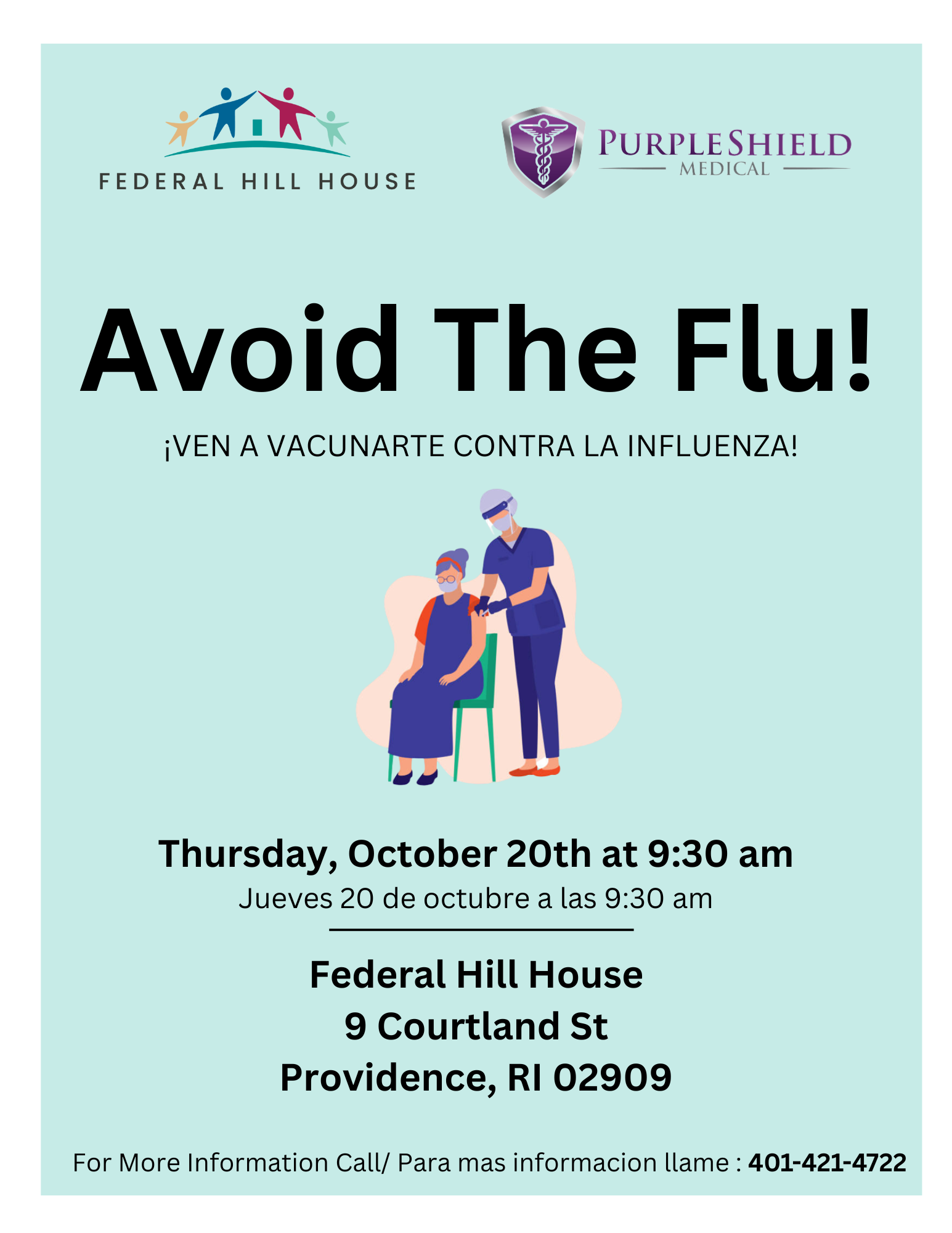 Flu Vaccine Clinic - 10/20/22 - Federal Hill House